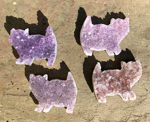 Amethyst Cats - Hand Carved Cat Shapes From Uruguay : CatFaeries.com